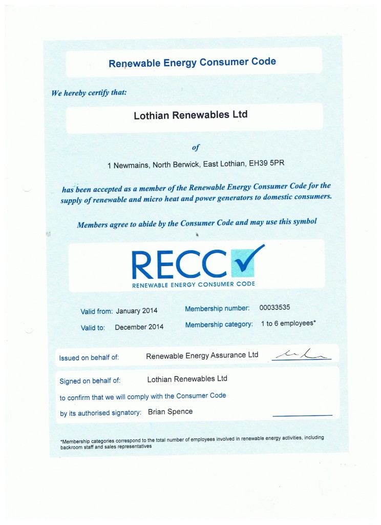 MCS and RECC Registration Document/ HETAS / Unvented Certification ...